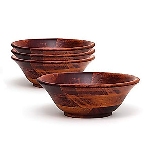 Lipper International Flared/Footed Bowls, 7-Inch, Cherry Finish, Pack of 4