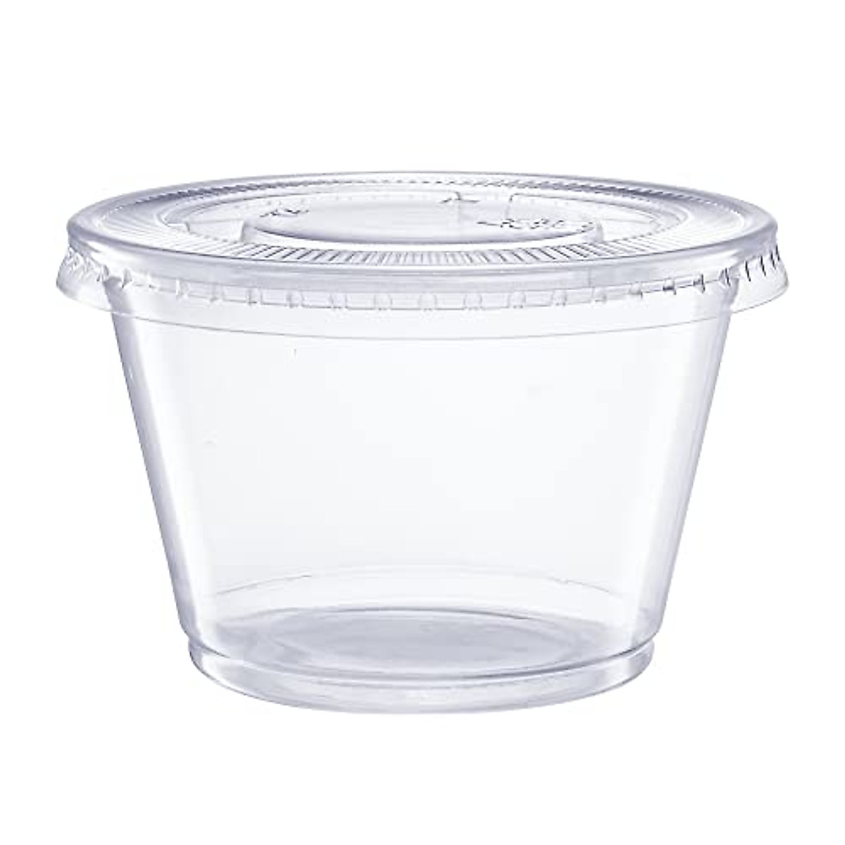 Comfy Package [4 oz. - 50 Count Clear Disposable Plastic Portion Cups with Lids - Soufflé Cups, Jello Shot Cups With Lids, Clear Plastic Containers Perfect for salad Dressing and More