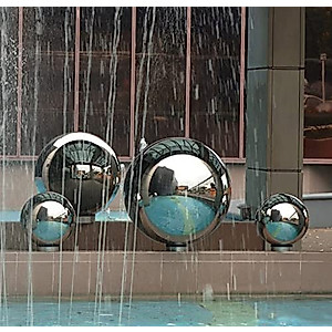 Nerien Gazing Ball, Stainless Steel Garden Mirror Globe, Polished Ornament Sphere, Hollow Floating Reflective Hemisphere, for Home Pond Outdoor Swimming Pool Decoration, Silver, 5Pcs