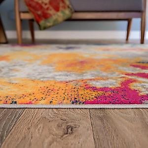 Rugshop Distressed Abstract Watercolor Area Rug 9' x 12' Multi