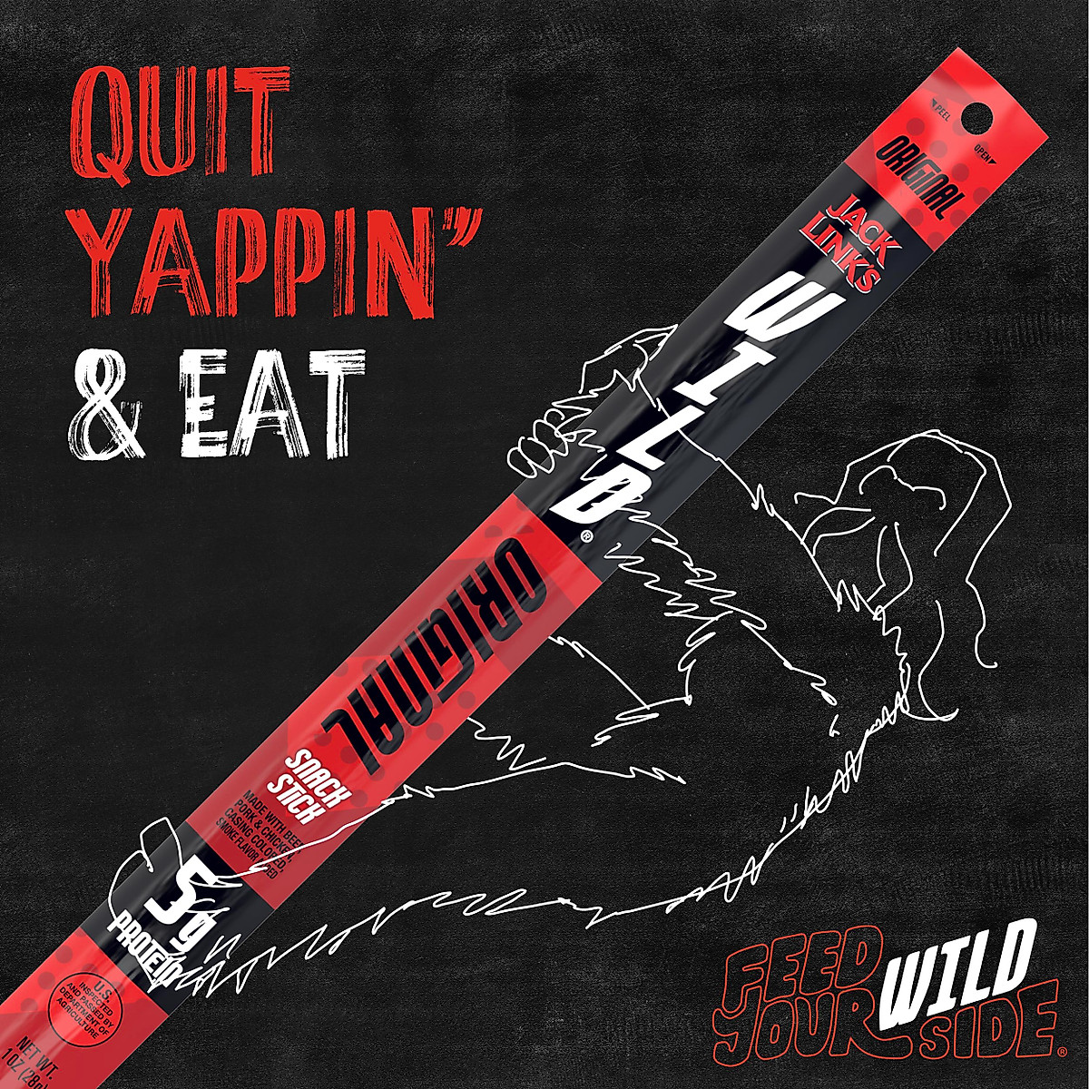 Jack Link's Wild Beef Sticks, Original – Protein Snack, Meat Stick with 6g of Protein, 1 oz. (Pack of 20)