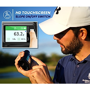 BAMAES Golf Rangefinder with Slope and HD Touchscreen - 650 Yard Range 6X Magnification - Flag Lock & Vibration - USB Rechargeable - Memory Storage - Voice Broadcasting - Professional Distance Finder