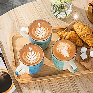 vancasso Bonita 12 Oz Coffee Mugs Set of 6, Ceramic Coffee Cups for Cappuccino, Latte, Tea, Cocoa, Cool Color