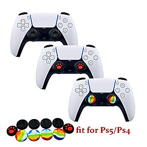 Dust Proof Cover for Ps5, Anti-Dust Cover Dust Plugs USB Hdmi Interface for Ps5 Console with 10pcs Silicone Ps5 Controller Joystick Grips (Playstation 5, dustproof Cover Set)