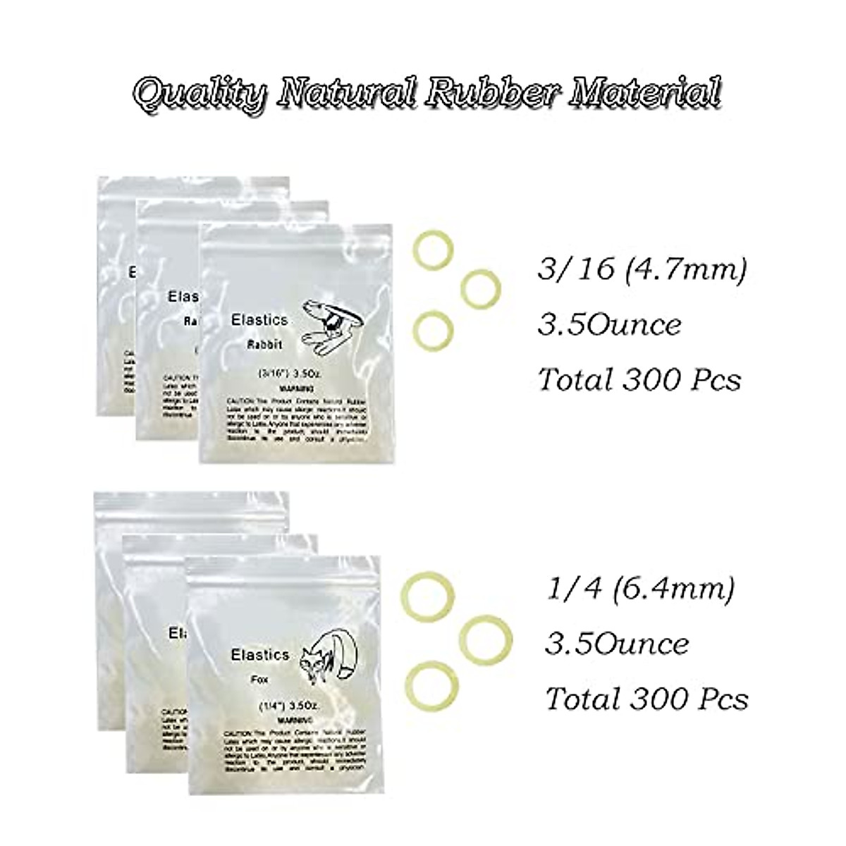 EvaGO 600 Pieces Medium 3.5 Ounce Orthodontic Elastic Rubber Bands, 3/16 and 1/4 Inch Rubberbands Fix Tooth Gap with 6 Pieces Free Elastic Placer for Braces