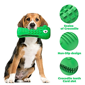 ZP-PY Dog Chew Toys for Aggressive Chewers: Alligator Dog Toys for Large/Medium/Small Breed - Indestructible Dog Toys - Toothbrush Rubber for Dog Teeth Cleaning - Squeaky Sound for Dog Attraction