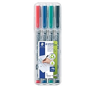STAEDTLER 311 WP4 Lumocolor non-permanent pen, assorted colors, 4 Count (Pack of 1),black