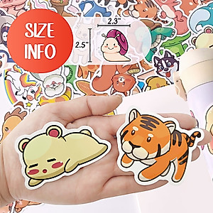 Kolmi 100PC Cute Animal Stickers for Kids, Animal Water Bottle Stickers Large Stickers for Kids Waterproof Dishwasher Safe Stickers Packs Vinyl Assorted Sticker Bulk for Girls, Boys, Teens