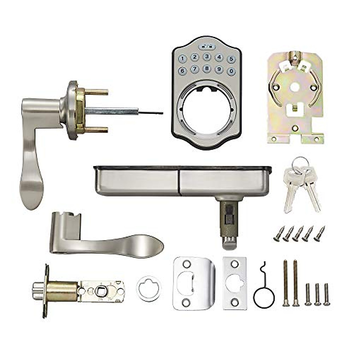 Amazon Basics Electronic Keypad Entry Lever Door Lock, Satin Nickel, 7.83 cm x 12.91 cm