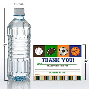 All Star Sports Birthday Thank You Notes for Kids, Ten 4" x 5.5" Fill In the Blank Cards with 10 White Envelopes by AmandaCreation