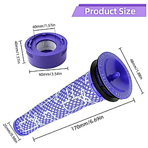 Yeebarle 8 Pack Replacement for Dyson V7, V8 Animal and Absolute Vacuum, 4 Pre-Filters and 4 Post-Filters Replaces Part # 965661-01 & 967478-01