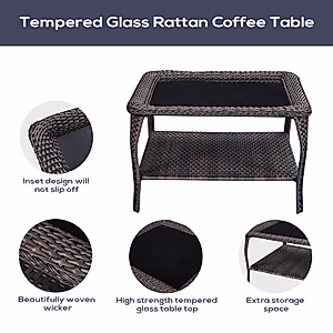 Outdoor Furniture Sectional Sofa L Shaped Couch - Patio Wicker Set with 2 Swivel Glider Chairs, 5 Piece Rattan Patio Conversation Sets with Beige Cushion for Deck Backyard Sunroom