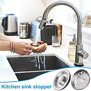 CALATOUR Kitchen Sink Drain Strainer and Drain Cover Set of 2,Sink Stopper Kitchen Drain Sink Strainer,Preventing Clogging of Kitchen Drain (2 Sets)