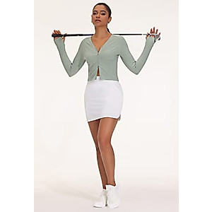 THE GYM PEOPLE Women's Golf Skort Tennis High Waist Lightweight Athletic Casual Skirts Built-in Shorts with 4 Pockets White