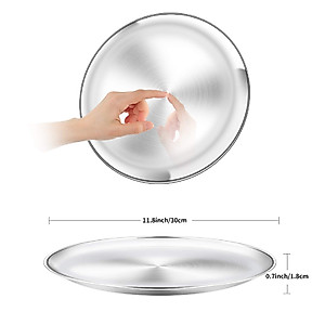 Yododo Pizza Pan Set of 3, Stainless Steel Pizza Pie Pan Tray Platter Pizza Tray, Round Pizza Dish Plate For Oven Baking, Healthy Metal Pizza Baking Cooking Pan for Oven - Size of 12 inch