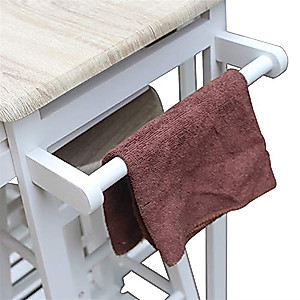 ACLULION 3 Piece Drop Leaf Dining Tables for Small Spaces, Small Rolling Dining Table Set for 2 with 2 Drawers, Space Saving Dining Table with 2 Chairs and Handle for Kitchen and Dining Room (White)