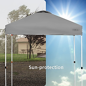 Tangkula Outdoor Pop-up Canopy Tent, 6.6 x 6.6 FT Height Adjustable Commercial Instant Canopy w/Portable Roller Bag, 4 Weight Bags, Outdoor Camping Sun Shelter for Camping, Party (6.6’ x 6.6’, Grey)