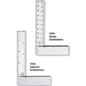 Groz 01143 6" Graduated Workshop Steel Square, 0.00028" Squareness