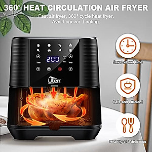 Air Fryer, Uten 5.8QT Oilless Oven, 2023 New Upgrade Air fryers Electric Oilless Cooking with LED Digital Touchscreen, 7 Presets Healthy Low Fat Cooking, Temperature&Time Adjustable, Nonstick Basket