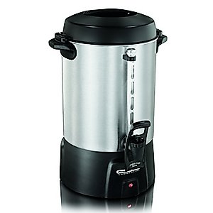 Proctor Silex Commercial 45060R Coffee Urn 60 Cup Aluminum, One Hand Dispensing, Coffee Level Indicator, 16.93" Height, 11.73" Width, 12.56" Length, Stainless Steel