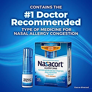 Nasacort 24HR Allergy Nasal Spray for Adults, Non-drowsy & Alcohol Free, 120 Sprays, 0.57 fl. oz.