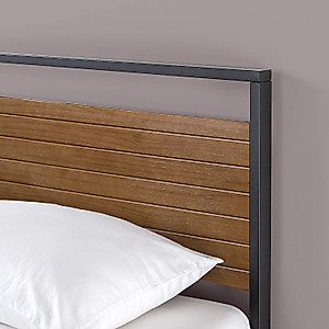 ZINUS Suzanne 37 Inch Metal and Wood Platform Bed Frame / Solid Wood & Steel Construction, Chestnut Brown, Queen & 12 Inch Green Tea Memory Foam Mattress, Queen