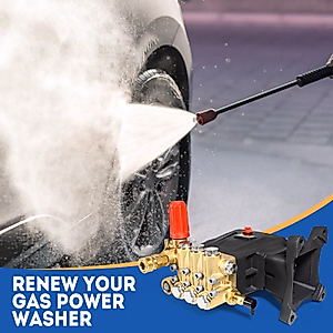 TOOLCY Pressure Washer Pump Max 4200 PSI 4.2 GPM, 1" Shaft Horizontal Gas Power Washer Pump Replacement, Direct Drive Triplex Plunger Pump, Compatible with Honda Simpson, DeWalt and More, 5 Nozzles