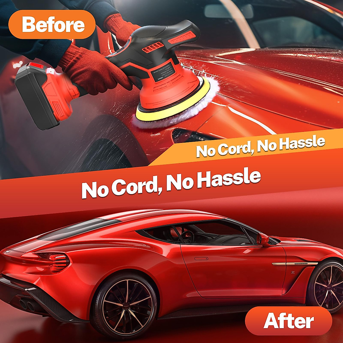 Cordless Car Buffer Polisher for Milwaukee 18V Max Battery, Orbital Polisher with 8 Variable Speed, Brushless Motor Car Buffer, Power Polisher for Car Detailing/Polishing/Waxing (Tool Only)