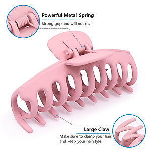 JSY Hair Clips for Women - 90's Fashion Hair Styling Accessories, Large Hair Claw Clips for Thick Hair, Long Nonslip Matte Hair Clips, Strong Hold, 4 Colors (4 Packs)