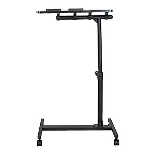 Portable Swivel Laptop Table Desk Adjustable Angle & Height Rolling Stand Tiltable Tabletop Desk Laptop Notebook Sofa/Bed Side Table Hospital Table Stand W/Lockable Casters, Black
