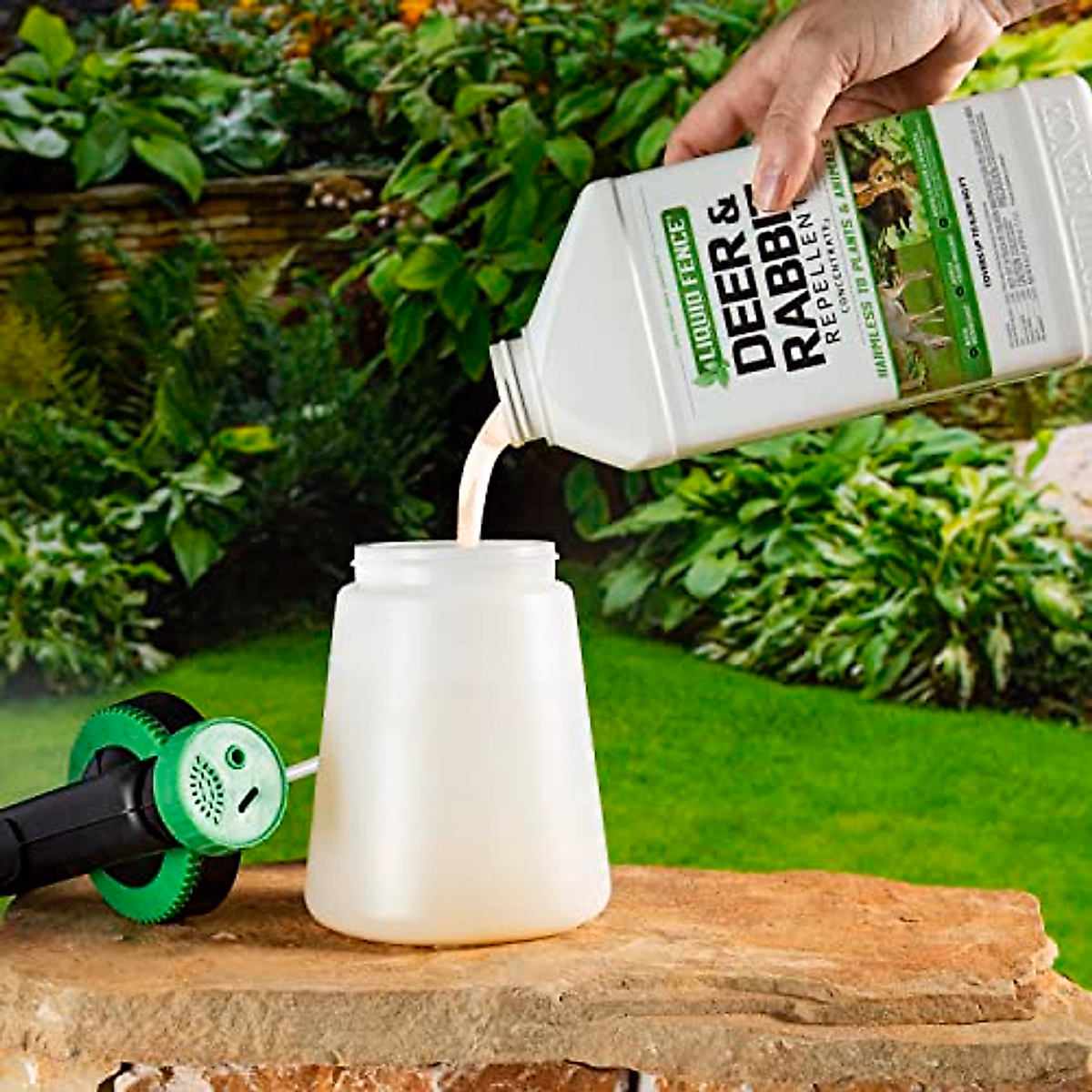 Liquid Fence Deer & Rabbit Repellent Concentrate,Keep Deer & Rabbits Out of Garden Patio &Backyard,Use on Gardens Shrubs &Trees, Harmless to Plants &Animals When Used & Stored as Directed, 40fl Ounce