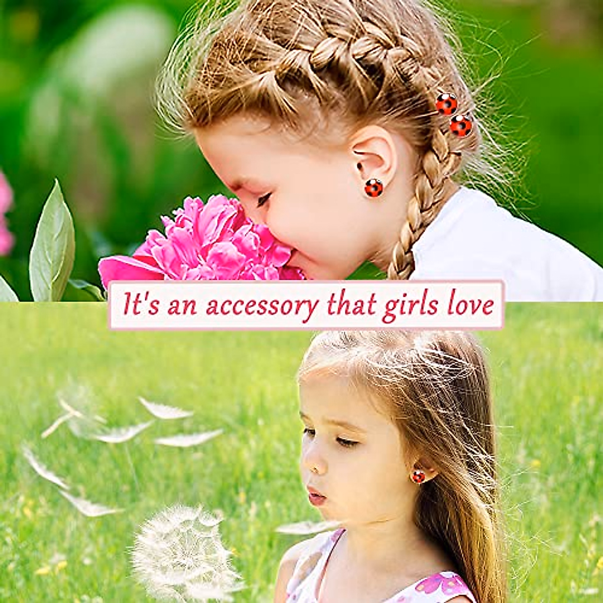 Magical Lady Earrings For Girls Ear Clip No Pierced Black Spot Red Cat Jewellery noir ring or hair clips (2 PACK)