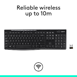 Logitech MK710 Wireless Keyboard and Mouse Combo — Includes Keyboard and Mouse, Stylish Design, Built-In LCD Status Dashboard, Long Battery Life