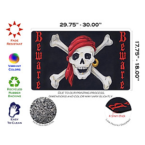 Toland Home Garden 800052 Beware Funny Door Mat 18x30 Inch Pirate Outdoor Doormat for Entryway Indoor Entrance