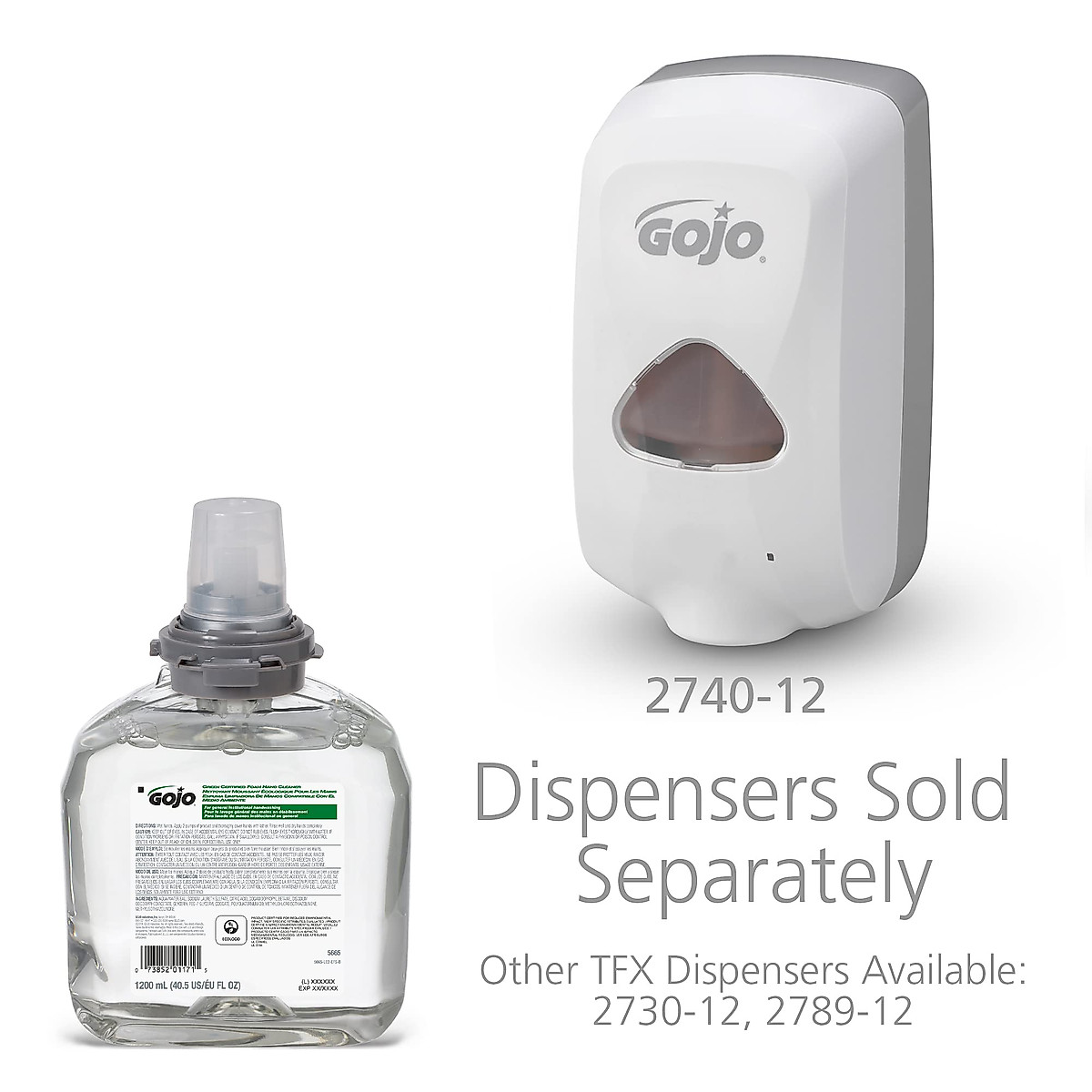 GOJO Green Certified Foam Hand Cleaner, Fragrance Free, EcoLogo Certified, 1200 mL Hand Soap Refill TFX Touch-Free Dispenser (Pack of 2) – 5665-02