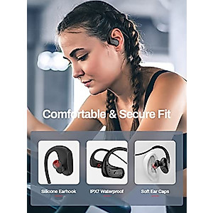 DACOM Bluetooth Headphones Wireless in-Ear Sport Earbuds with IPX7 Waterproof 20H Playtime Running Neckband Bluetooth Headphones Deep Bass Stereo for Workout Gym(Black)