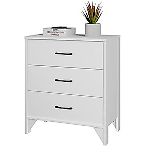 Panana 2/3/4 Drawer Dresser, Chest of Drawers Wooden Storage Dresser Cabinet Bedroom Furniture (White, 3 Drawer)