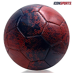 Icon Sports Officially Licensed U.S. Soccer, Size 5 Regulation Soccer Ball, Non-Toxic Patterned PVC, Solar Flare Red for Adults & Kids