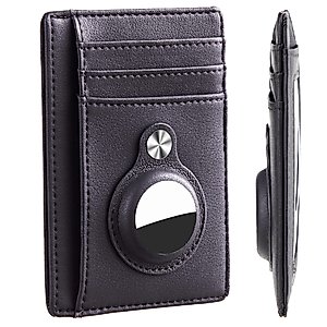 Hawanik Slim Minimalist Front Pocket Air Tag Wallet with Built-in Case Holder for AirTag