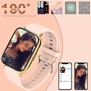 Smart Watch for Women (Make/Answer Call), Smart watches for Android and iOS phones, 1.69" Touch Screen Waterproof Fitness Tracker with Heart Rate/Blood Oxygen/Sleep Monitor Pedometer Calorie (Pink)