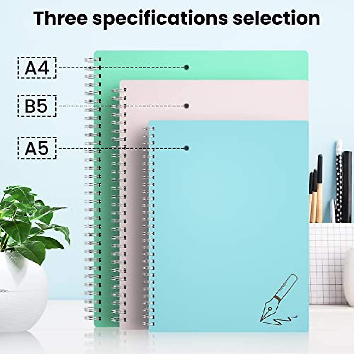 SOILHQ 4 Pack Spiral Notebook - A5 Lined Journal Notebook 7mm College Ruled Paper 5.7 x 8.3 inches Notebooks for School 80 Sheets/160 Pages,Journals for Work,Study and Notes