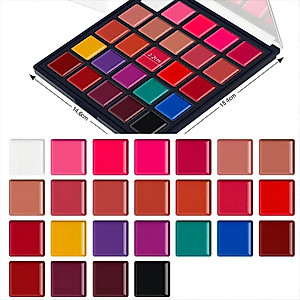 YARLADY 25 color Lipstick Lip Gloss Palette 24H Long-lasting moisturizing Waterproof matte Lip Palette Makeup,Pigmented Festival Halloween Body Face Paint Matte Lipstick Set