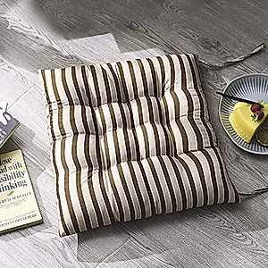 Scorpiuse 4 Pack Chair Pads 15.7"x 15.7" Striped Style Soft Seat Cushions for Dining Kitchen Living Room Office Chair Den (Coffee)