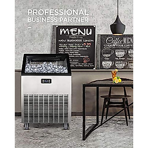 COOLLIFE Commercial Ice Maker - Produces 200lbs of Ice in 24 Hrs with 55lbs Storage Bin (200LBS/24H)