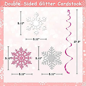 K KUMEED 20 Pcs Snowflake Swirls Decoration, Christmas Snowflake Hanging Swirls Frozen Party Ceiling Decorations for Winter Wonderland Birthday Party Supplies