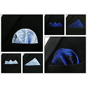SHLAX&WING 5 Pieces Assorted Mens Silk Pocket Square Handkerchiefs Set Lot 30