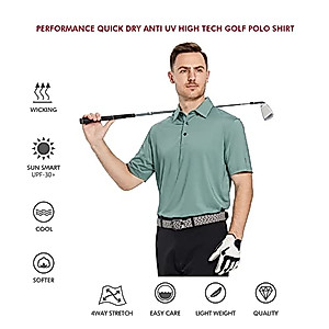 M MAELREG Polo Shirts for Men Short Sleeve Performance Moisture Wicking Quick Dry Casual Collared Men’s Polo Shirts Beryl Green