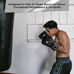 Athllete Youth Boxing Gloves for Men & Women, Boxing Training Gloves, Kickboxing Gloves, Sparring Punching Gloves, Heavy Bag Workout Gloves for Boxing, Kickboxing, Muay Thai, MMA (Black/Silver,8 oz)