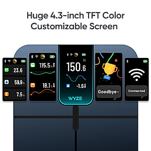 Ultra, Smart Scale with 4.3" Color Display, FSA HSA Eligible, Digital Bathroom Scale for Body Weight BMI Muscle Mass Composition, Wi-Fi & Bluetooth Body Fat Scale with Heart Rate- Black