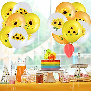 45 Pieces Sunflower Party Decorations Balloons Sunflower Latex Balloons 12 Inches Yellow White Sunflower Balloons for Summer Sunflower Themed Baby Shower Birthday Wedding Party Decorations Supplies